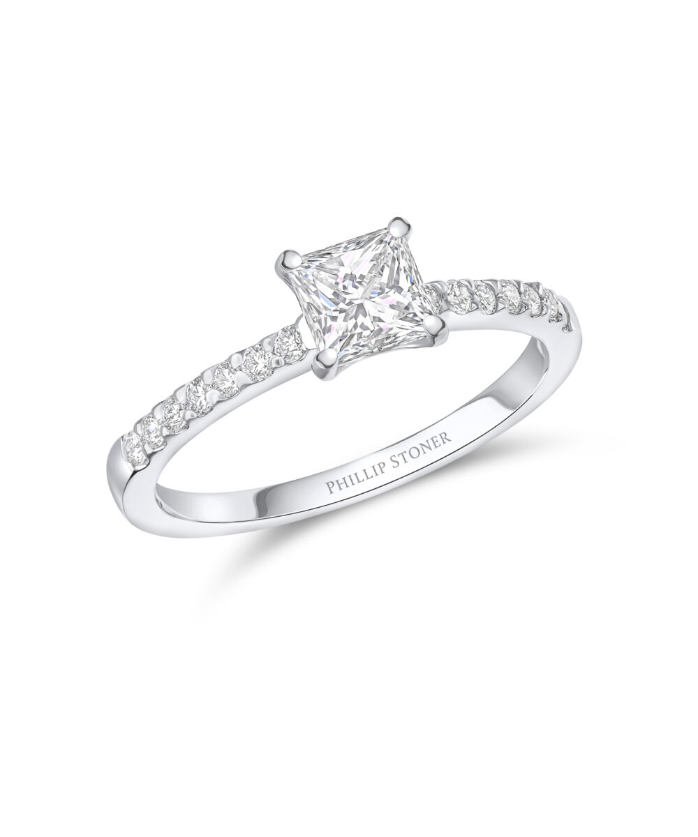 0.72ct F VS1 Princess Cut Diamond Set Ring - Phillip Stoner The Jeweller