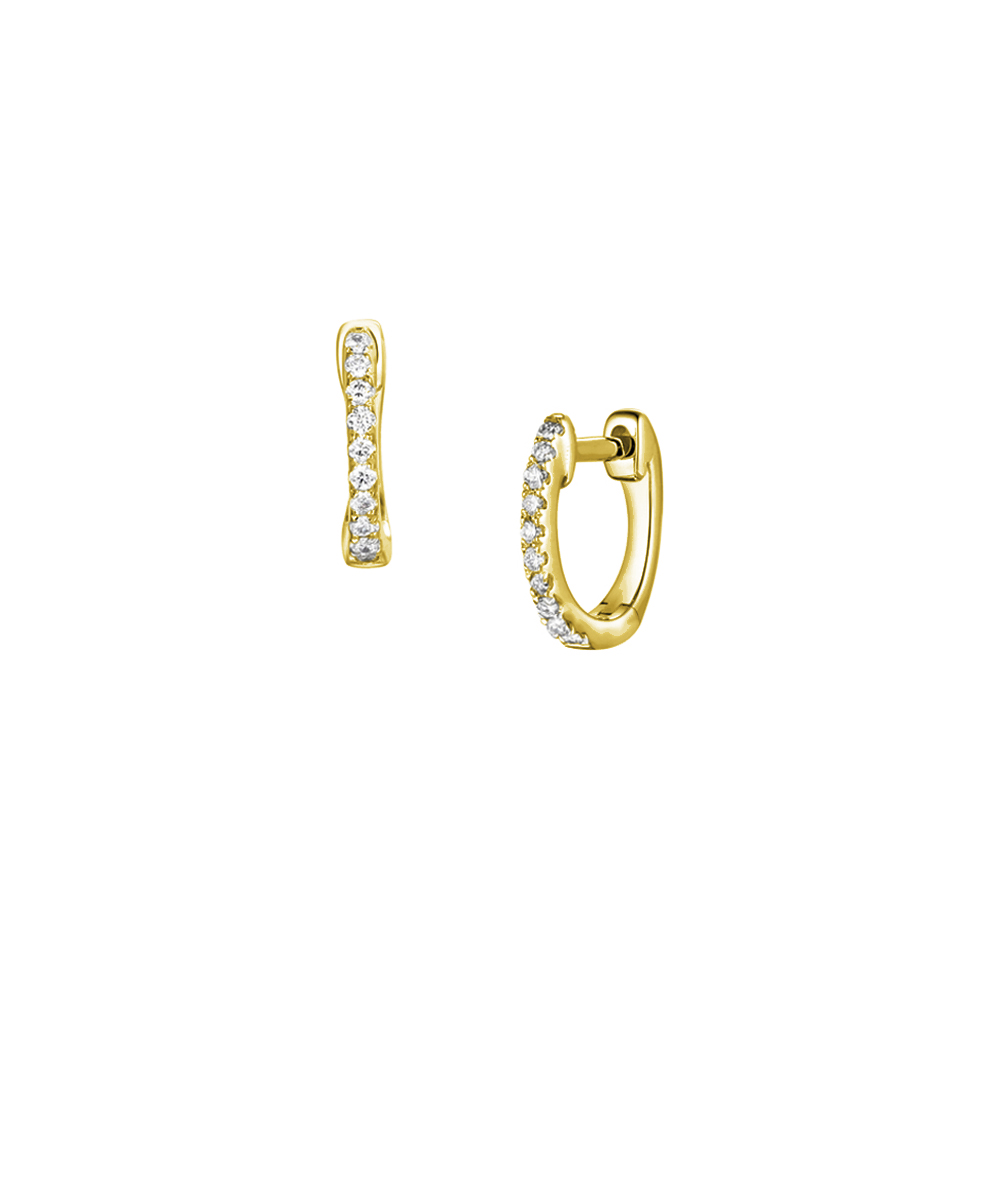 Small Diamond Hoop Earrings - 18ct Yellow Gold - Phillip Stoner The ...