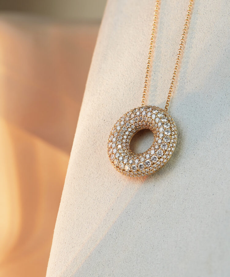 Rose Gold Diamond Loop Pendant - Phillip Stoner The Jeweller
