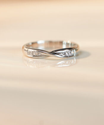 Pinched Diamond Set Wedding Band - 18ct White Gold - Phillip Stoner The ...