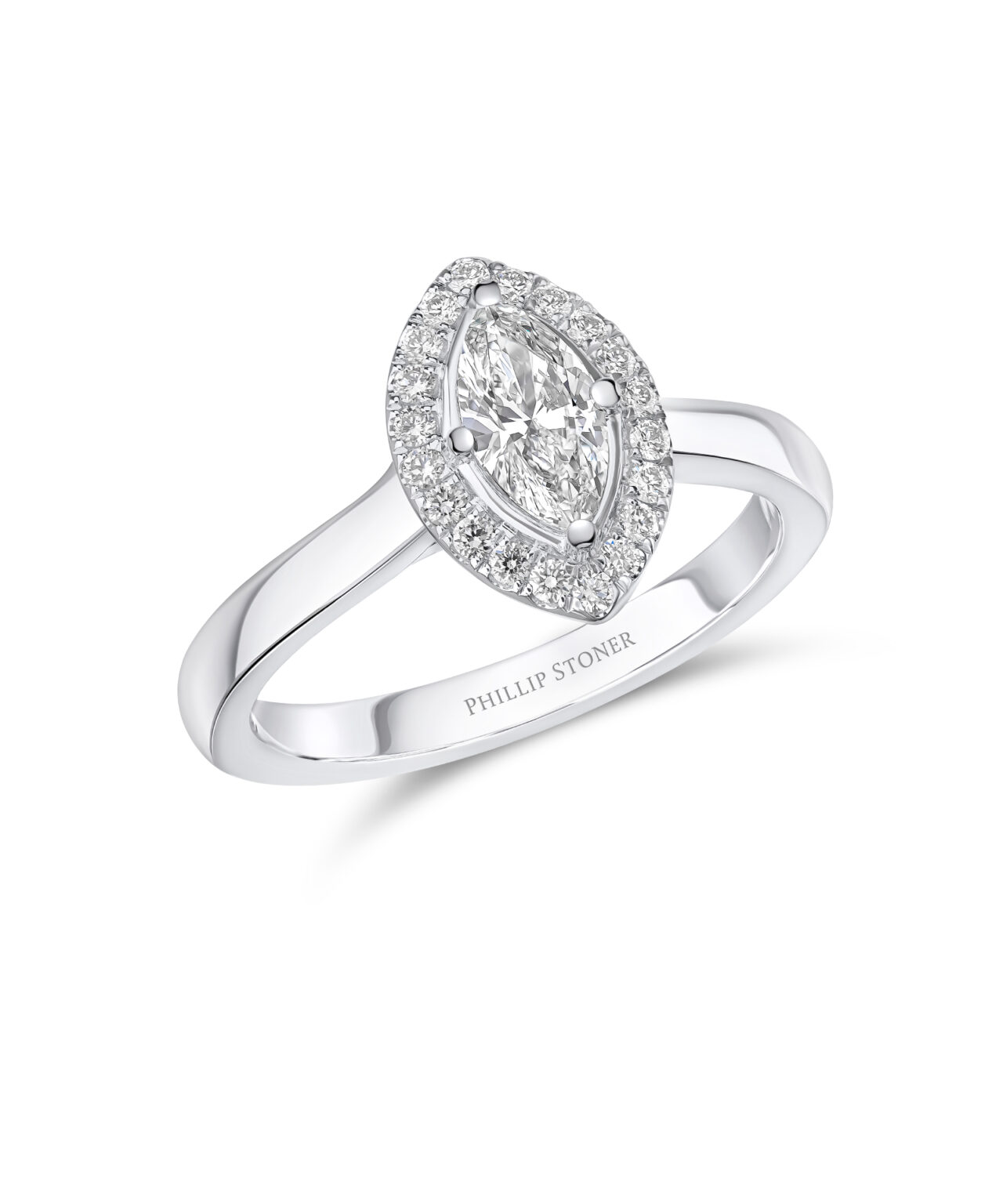 0.46ct G SI1 Marquise Cut Diamond Halo Ring - Phillip Stoner The Jeweller