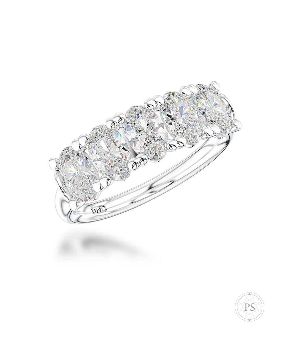 1.54ct Oval Diamond Five Stone Eternity Band - Phillip Stoner The Jeweller