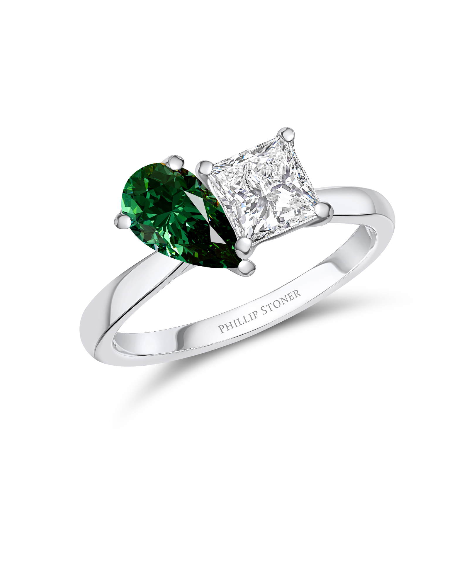 Green Tourmaline & Diamond Toi et Moi Ring - Phillip Stoner The Jeweller