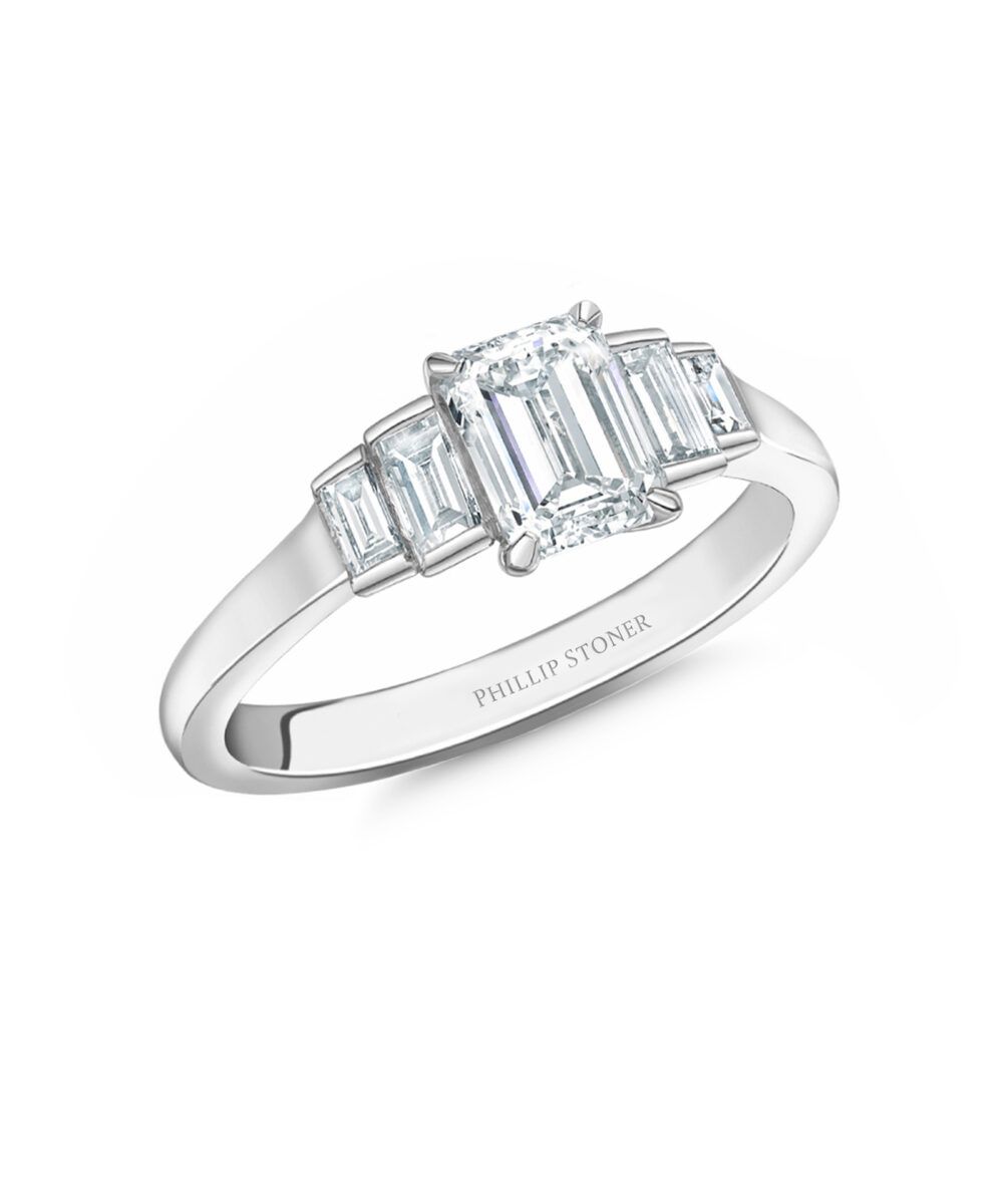 1.01ct F VS2 Emerald Cut Diamond Ava Ring - Phillip Stoner The Jeweller