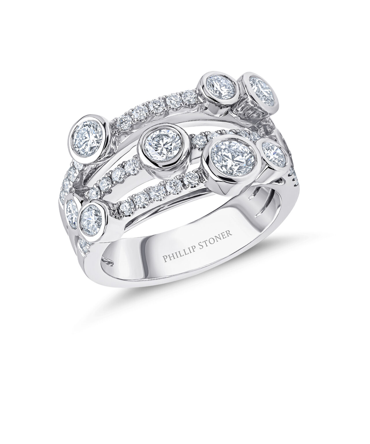 Cascade Diamond Statement Cocktail Ring - Platinum - Phillip Stoner The Jeweller
