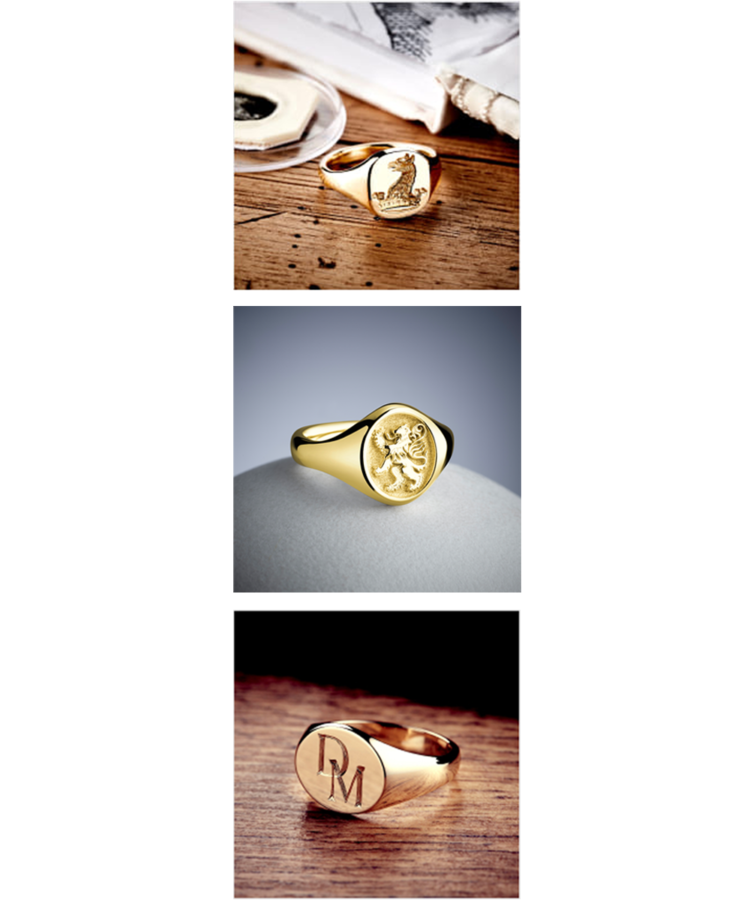 Cushion Stamped Signet Ring - 9ct Yellow Gold - Phillip Stoner The Jeweller