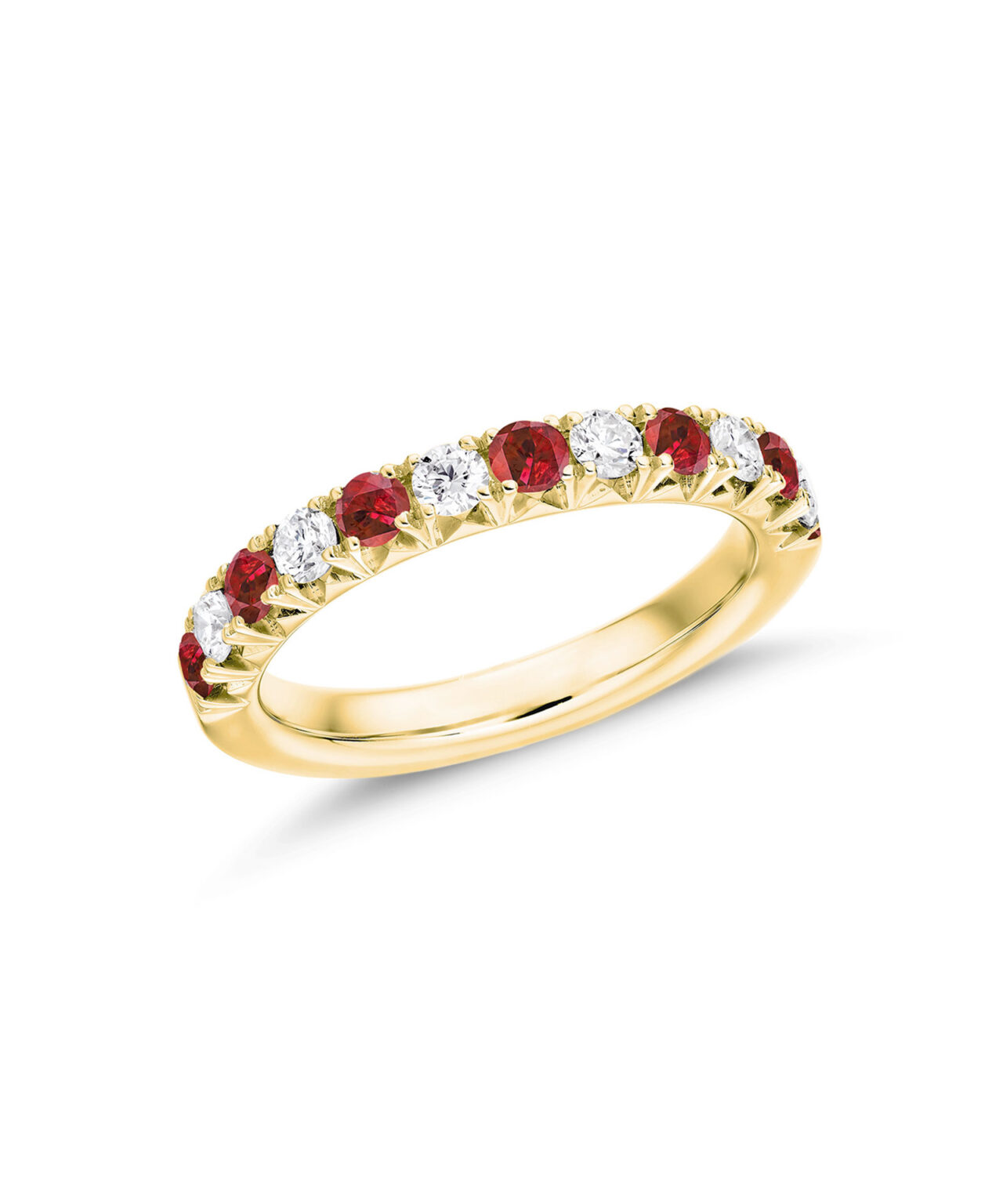 3mm French Cut Ruby & Diamond Band - 18ct Yellow Gold - Phillip Stoner ...